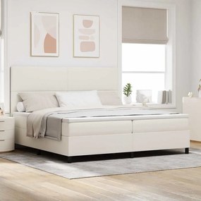 Postel s boxspringem s čelo Krémová a bílá 200 x 200 cm 3337573