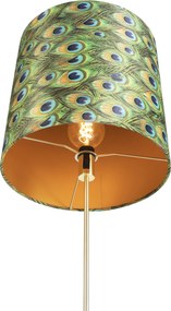 Stojací lampa zlatá/mosazná s sametovým stínítkem Peacock 40/40 cm - Parte