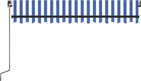 Ručně zatahovací markýza s LED světlem 350 x 250 cm modrobílá 3069081