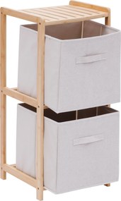 Bambusový regál TIDY se dvěma látkovými boxy, 34,7 x 33 x 77,5 cm