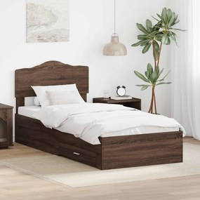 Rám postele se zásuvkou Hnědý dub 70 x 190 cm Kompozitní dřevo 3413262
