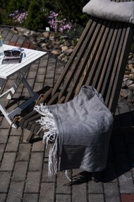 Vingo Skládací zahradní dřevěné křeslo s polštářkem - šedé