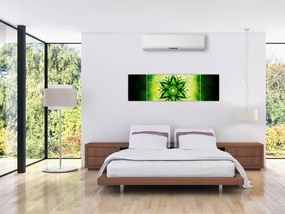 Obraz - Květinová mandala v zeleném pozadí (170x50 cm)