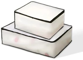 Arte Regal Textilní úložný box na uschování oblečení a ložního prádla, WHITE KIPIT, 80x45x15, bílý