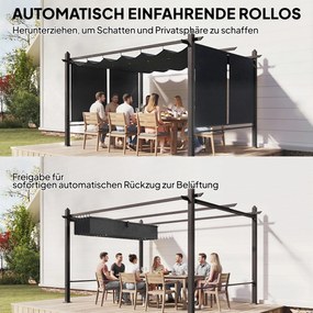 Pergola 3 x 4 m s posuvnou střechou, automaticky zatahovací rolety, hliníkový rám UV50+