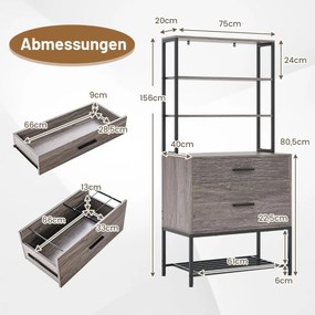 Costway Kartotéka s nabíjecí stanicí Kancelářská skříňka se 3 otevřenými