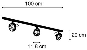 Kolejnicový systém s 3 reflektory černý 1-fázový - Go