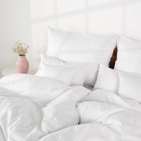 Damaškové saténové povlečení Pruh 10 mm - White Velikost: 140 x 200 + 70 x 90
