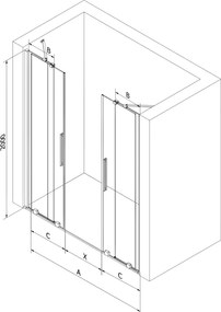 Mexen Velar Duo, posuvné sprchové dveře do otvoru 180 cm, 8mm šedé sklo, zlatá lesklá, 871-180-000-42-50