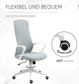 Kancelářská židle Vinsetto s funkcí naklápění, výškově nastavitelná, ergonomická počítačová židle, otočná PC židle pro domácí kancelář, pružná látka,…