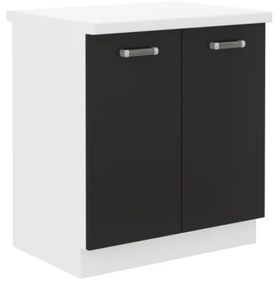 Kuchyňská skříňka dřezová s pracovní deskou OMEGA 80 ZL 2F ZB, 80x82x60, černá/bílá