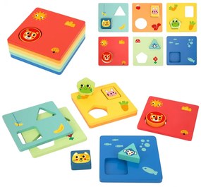 Tooky Toy Montessori Puzzle Zvířecí tvary a barvy