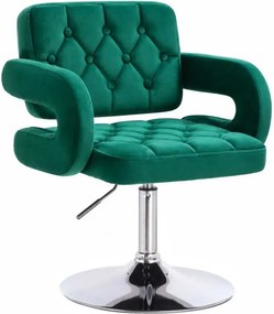 LuxuryForm DESIGN Otočná židle ADRIA VELUR na stříbrném talíři - zelená