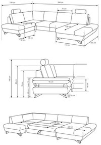 Rozkládací rohová čalouněná sedací souprava s úložným prostorem do U AVESTA šedá