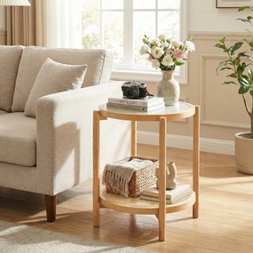 Costway Konferenční stolek ve stylu boho se skleněnou – 47,5 × 47,5 × 58 cm