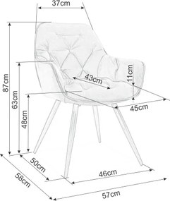 Jídelní čalouněná židle CHERRY velvet modrá/černá