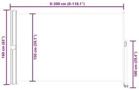 vidaXL Marketos Zatahovací boční markýza / zástěna na terasu 160 x 300 cm hnědá