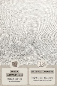 Hanse Home, Kusový koberec Jute Braided 106321 White kruh, 200x200 (průměr) kruh, bílá, chodba / předsíň