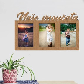 dřevo života Dřevěný fotorámeček Naše vnoučata Zvolte barvu dekoru: Horský dub, Zvolte velikost fotografie (cm): 13x18, Počet fotorámečků: 3
