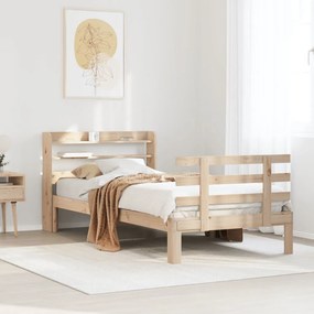 Rám postele s čelem 90 x 200 cm masivní borové dřevo 3306847