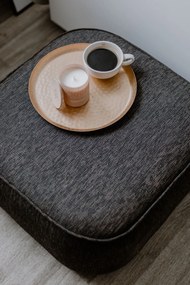 Hübsch Látkový taburet Cube Pouf Grey, šedá barva, textil