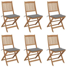 Skládací zahradní židle s poduškami 6 ks masivní akácie,  3074995