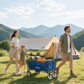 Outsunny Skládací zahradní vozík 360° Transportní vozík Plážový vozík s ocelovým rámem Oxford 93 x 49 x 75-100 cm | Aosom.de