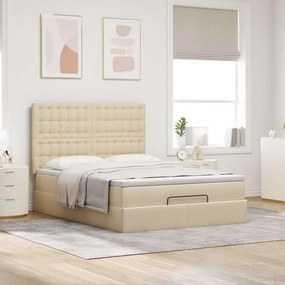 Osmanský rám postele s matrací krémově 140x200cm textil 3314181