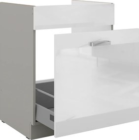 BIANCA sb | dolní skříňka 60 ZL 1S dřezová | 60 cm | PREMIUM BOX | světle šedá/bílá lesk