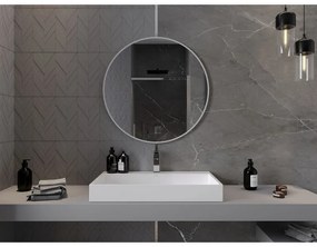 Mexen Loft, kulaté koupelnové zrcadlo 80 cm, barva rámu bílá, 9850-080-080-000-20