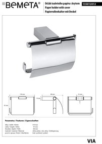 Bemeta Design VIA: Držák toaletního papíru, s krytem -