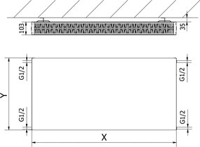 Mexen CF22, plochý panelový radiátor 500 x 900 mm, boční připojení, 1228 W, bílá, W422F-050-090-00