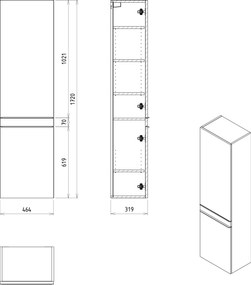 Sapho Sapho, SITIA skříňka vysoká 46,7x172x32cm, 2x dvířka, levá/pravá, borovice rustik, SI450-1616