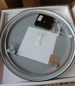 Erga Olivia, kulaté LED zrcadlo 60cm, černý kovový rám, 1380 lm, 6500K, ERG-V01-202-6060-BK