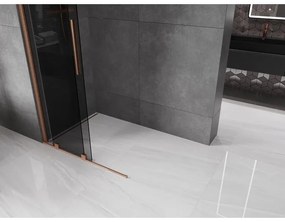 Mexen Velar, sprchová zástěna s posuvnými dveřmi Walk-in 70 x 200 cm, 8mm šedé sklo, měděná matná, 871-070-000-43-65