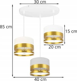 Závěsné svítidlo Intense Gold, 3x textilní stínítko (mix 6 barev), (výběr ze 3 barev konstrukce), o