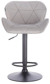 Velurová barová židle MILANO - světle šedá na černé podstavě