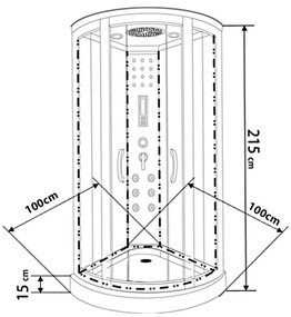 BPS-koupelny Hydromasážní box HYD-Giorgia 100 SA Černý, 100x100 se saunou