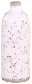 Keramická dekorační váza s růžovými kvítky Floral Cannes - Ø 11*31cm