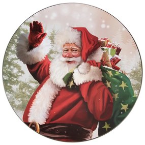 Plastový vánoční kulatý podnos/talíř Santa - Ø 33*1 cm