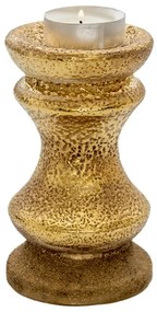 Zlatý keramický svícen s patinou Agnes – 11x19 cm