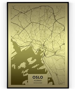 Obraz Mapa Oslo 30 x 40 cm - napnuté plátno na dřevěném rámu