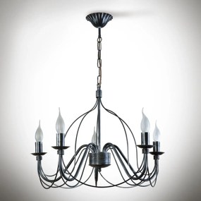 Light for home - Závěsný lustr na řetězu 18355 "ALISON", 5x40W, E14, černá, stříbrný, patina