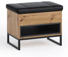 Úložná lavice Olier - dub artisan / černá