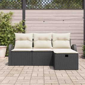 Set pohovek 4 ks Černá a krémová polyratan 3359046