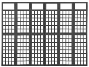 vidaXL Marketos 6dílná dělicí stěna / treláž masivní jedle černá 242,5 x 180 cm