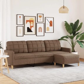 3místná pohovka s podnožkou hnědá 210 cm textil 3278252