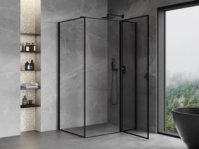 Mexen Mist T, sprchový kout s křídlovými dveřmi, pravý, 80 x 100 cm, 8mm čiré sklo, černý profil, 8A4T-100-080-70-70-P
