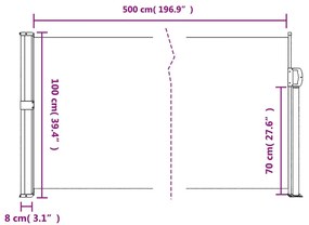 Zatahovací boční markýza hnědá 100 x 500 cm - Default Title