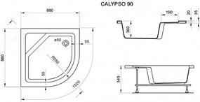 ARTTEC CALYPSO 90 x 90 cm - Masážní sprchový box model 4 chinchilla sklo PAN04430